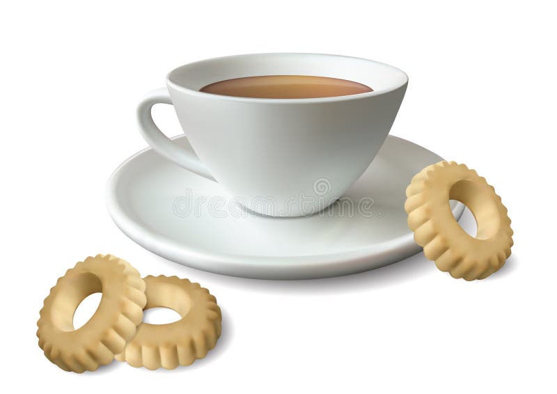 Tea Cup and Tea Biscuit Editable Vector Illustration Stock Illustration ...
