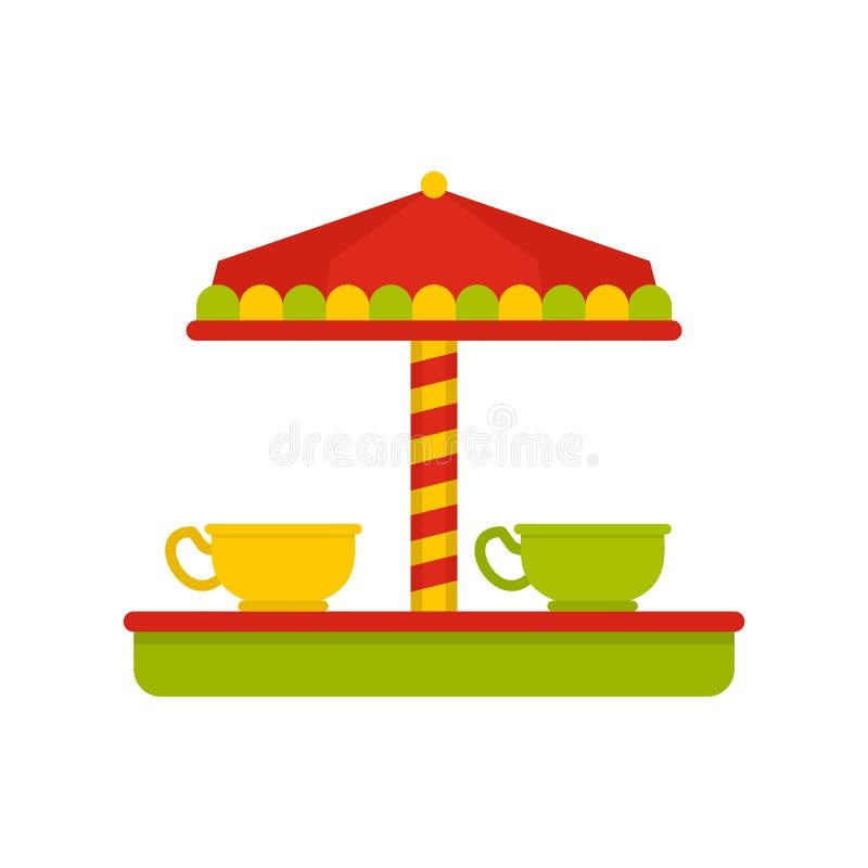 Tea Cup Carousel Icon, Flat Style Stock Vector - Illustration of ...