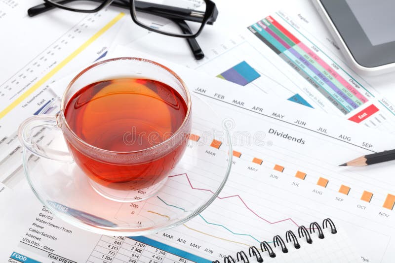 Tea Cup on Contemporary Workplace Stock Photo - Image of modern ...