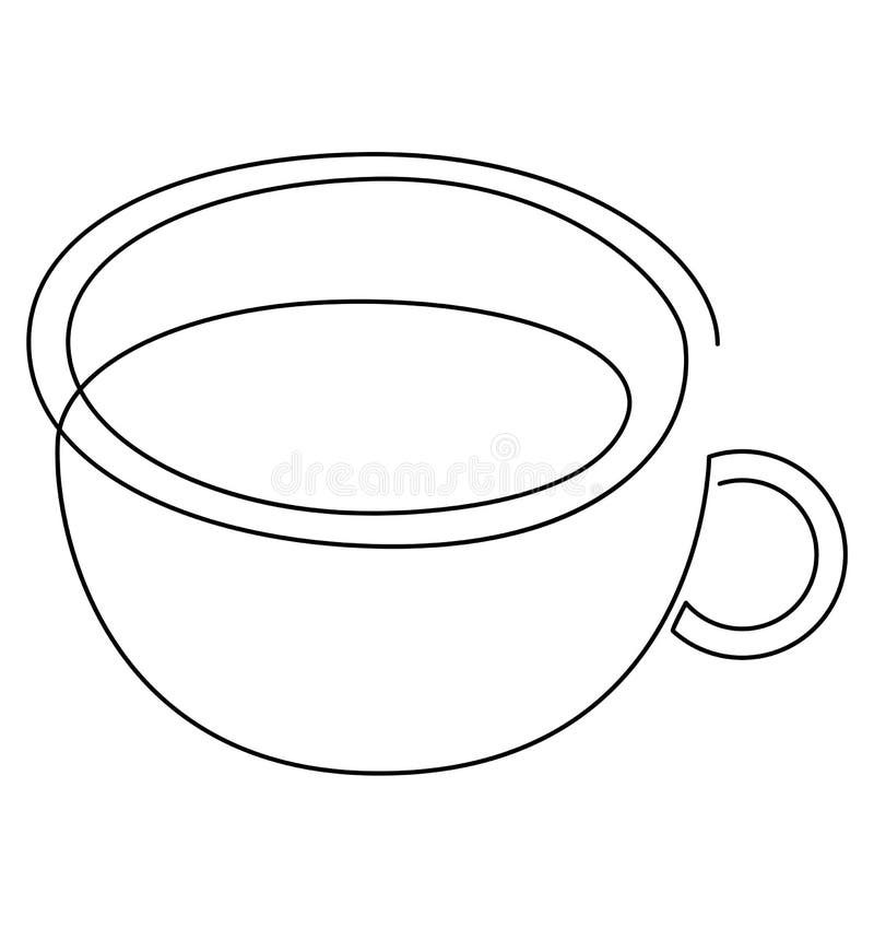 Tea Cup with a Drink. Continuous Line Drawing Illustration Stock ...