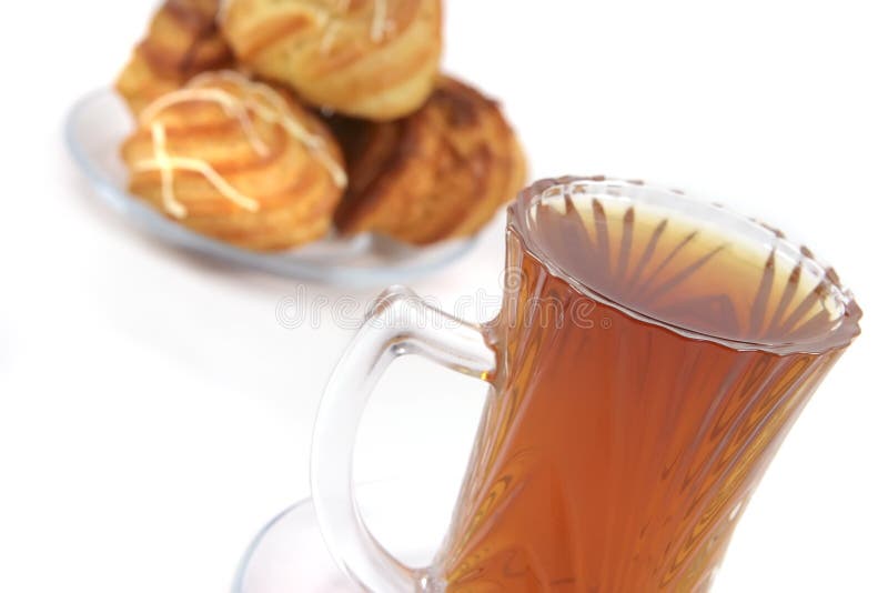 Tea Cup and Eclairs with Strawberry Stock Image - Image of coffee ...