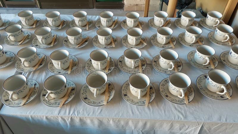 Tea Cup Formation for Tea Party Beautiful Closeup Stock Photo - Image ...