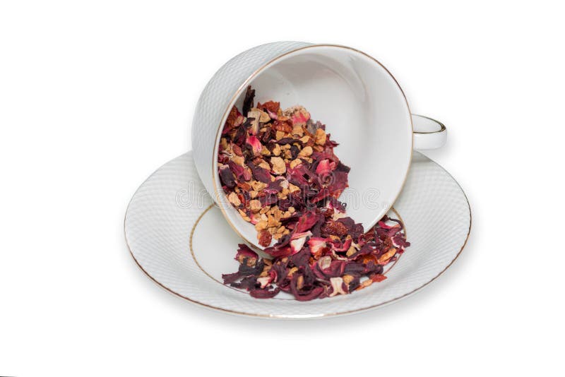 Tea Cup of Fruit Tea Leaves on White Background Stock Photo - Image of ...