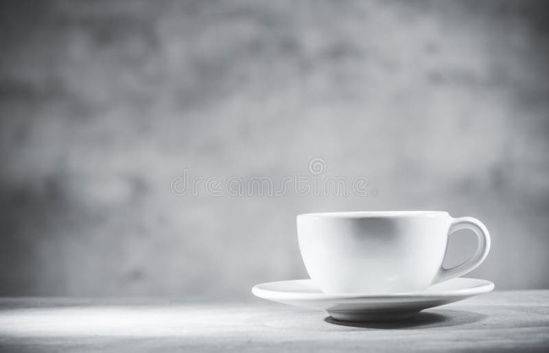 Tea Cup on Gray Table and Background, Front View. White Teacup. Blank ...