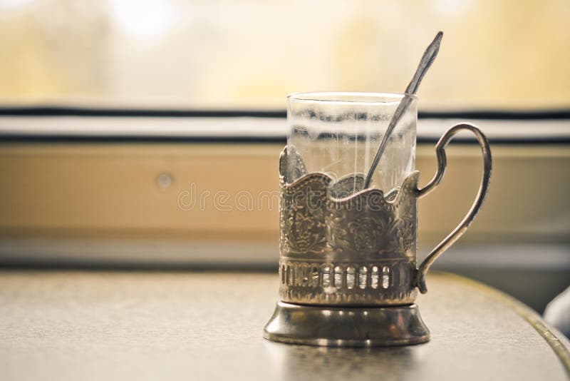 Tea in a Cup Holder on the Train Stock Image - Image of destinations ...