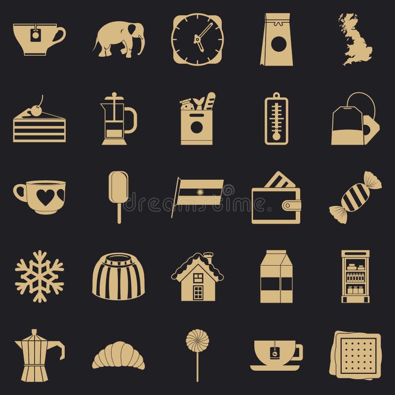 Tea Cup Icons Set, Simple Style Stock Vector - Illustration of icons ...