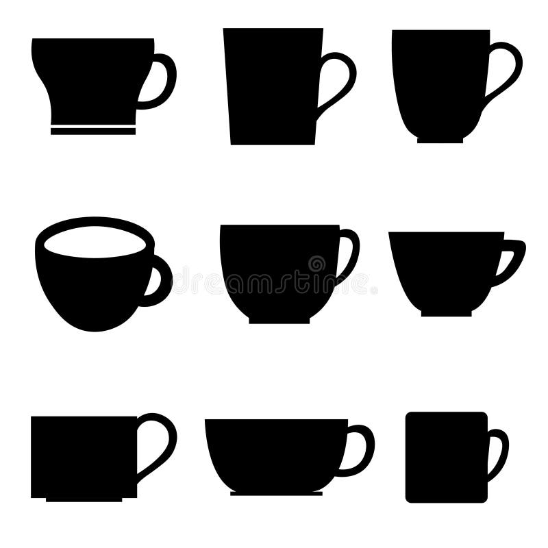 Tea cup icons set stock illustration. Illustration of teacups - 96298698