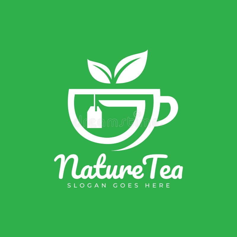 Tea in a Cup Logo Design. Minimalist Tea Cup and Green Leaf Combination ...