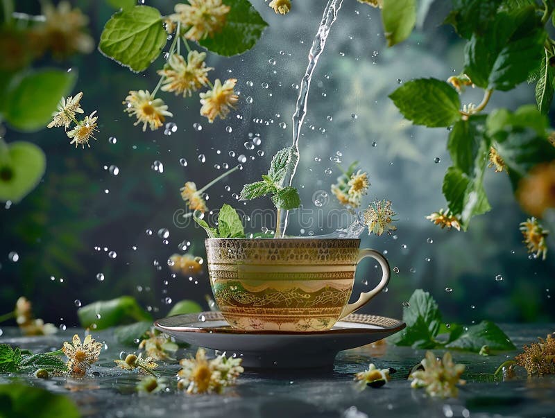 Tea Cup Overflowing with Water Stock Illustration - Illustration of ...