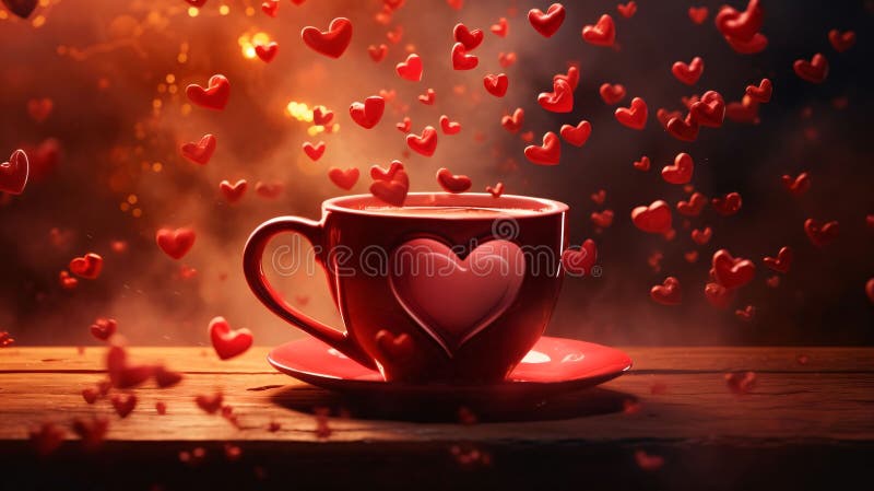 Tea Cup with a Red Heart with Tiny Hearts Flying Around. Heart As a ...