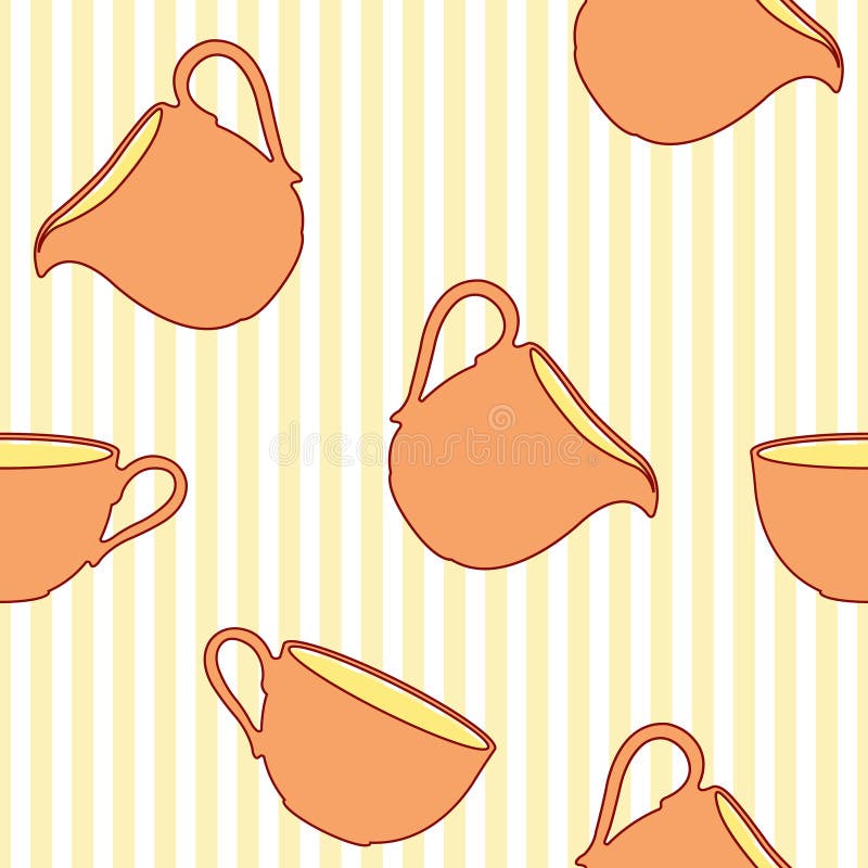 Tea Cup Seamless Pattern on Striped Background Stock Vector ...