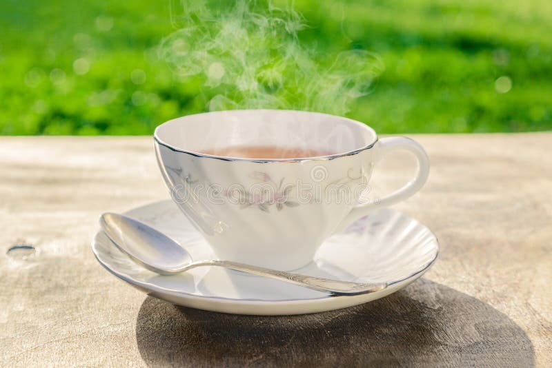 Tea cup stock image. Image of table, break, garden, sunset - 37406067