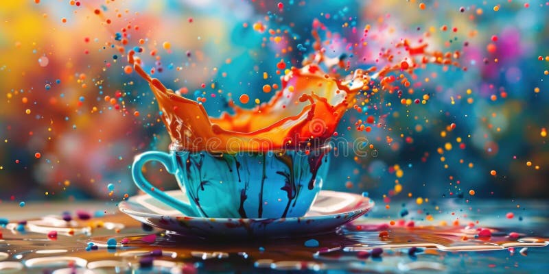 A Tea Cup with a Splash of Liquid, Perfect for Beverage Concept Designs ...