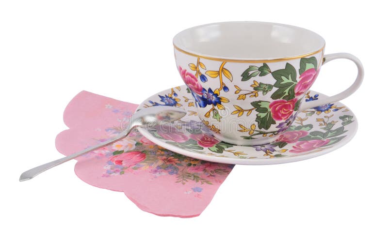 Tea cup with spoon stock image. Image of porcelain, saucer - 15374175