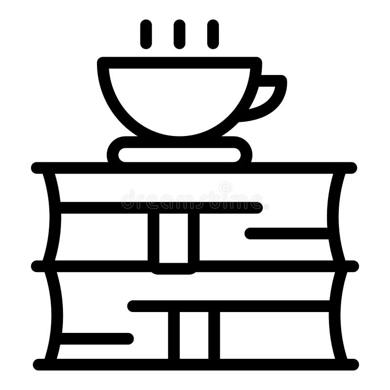 Tea Cup Stack Book Icon Outline Vector. Club Student Stock Vector ...