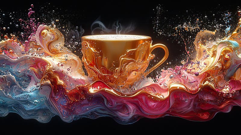 Tea Cup Swirls into a Dancing Spirit Generative AI Stock Illustration ...