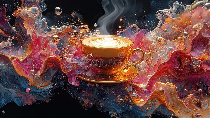 Tea Cup Swirls into a Dancing Spirit Generative AI Stock Illustration ...