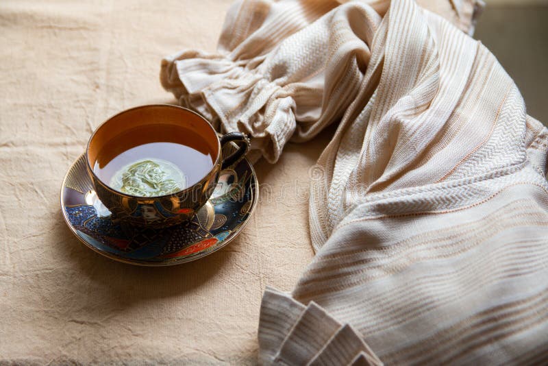Tea Cup on the Table with a Cloth - Aesthetic Morning Stock Photo ...