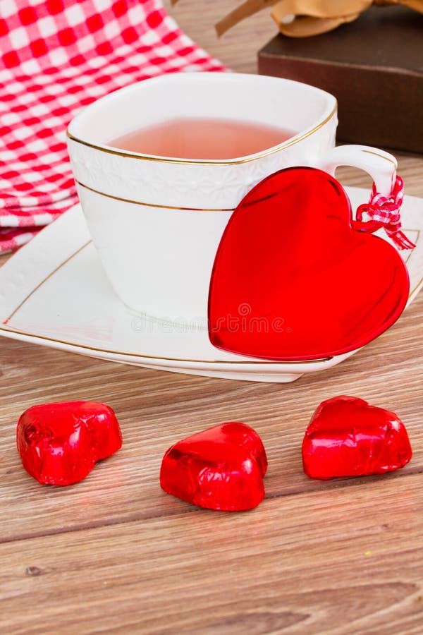 Tea cup at valentines day stock image. Image of symbol - 27800339