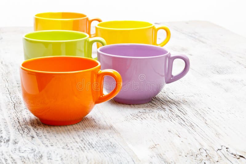 Tea cups stock image. Image of wood, focus, multicolored - 26804197