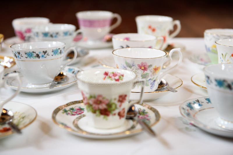 Tea Cups and Silver Spoons stock image. Image of posh - 73730825