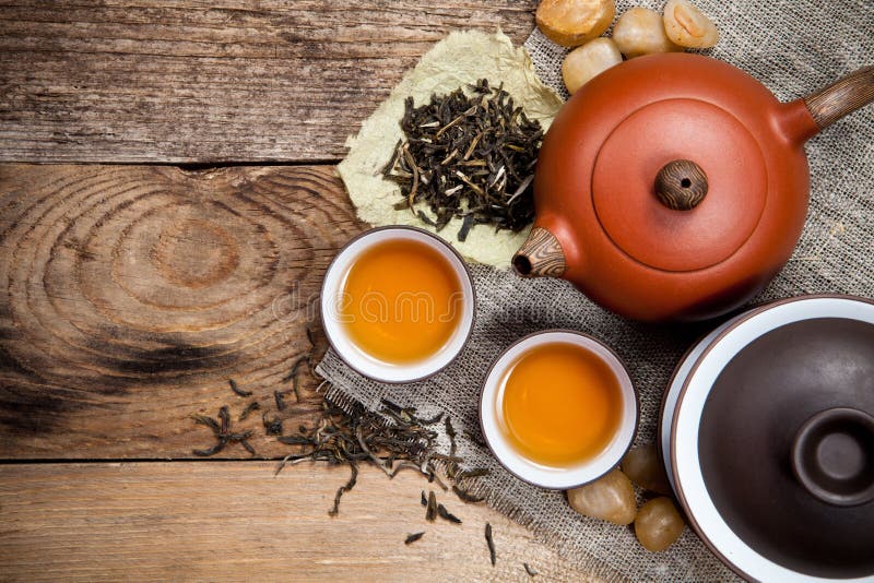 Top view of a tea set stock image. Image of service, arrangement - 17739833