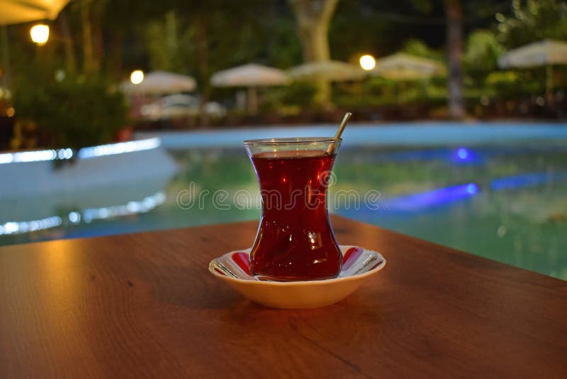 Tea on the Desktop Next To the Pool. Stock Photo - Image of celebration ...
