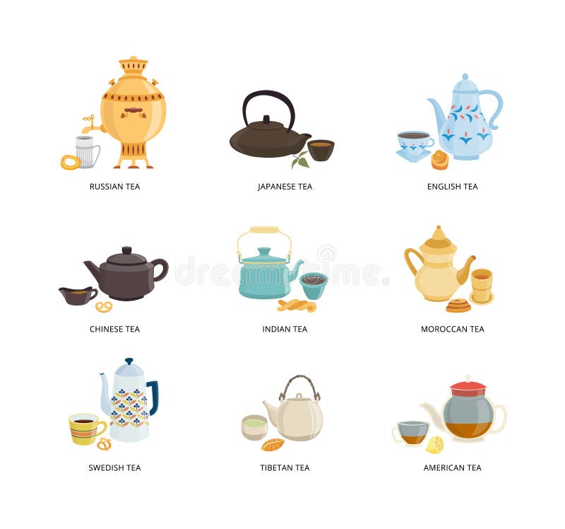 Tea from Different Countries - Traditional Drink Set in Teapot and Cup ...