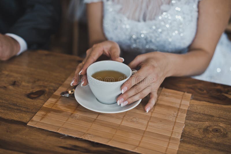 Tea Drinking of the Newly-married Couple 2470. Stock Photo - Image of ...