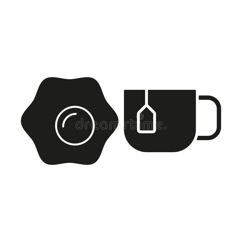 Tea and Egg Set Food Icon Vector Basic Design Stock Vector - Illustration of outline, boiled ...