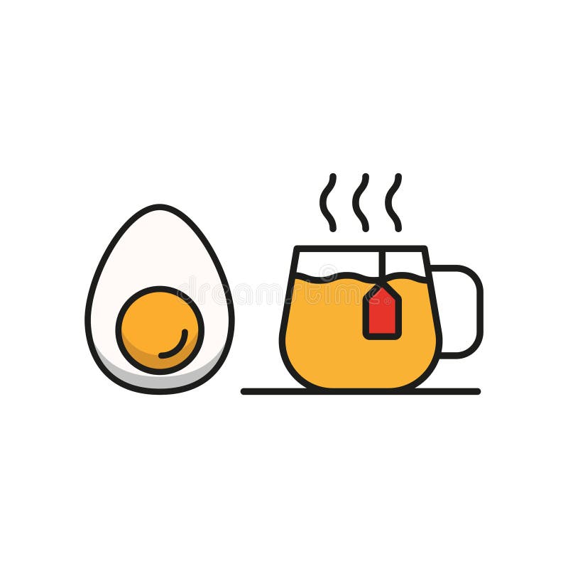 Tea and Egg Set Food Icon Vector Basic Design Stock Vector - Illustration of meal, shell: 364045346