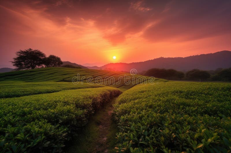 Tea Farm, Plantation. Generative Ai Stock Illustration - Illustration ...