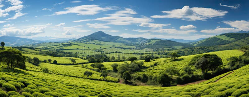 Tea Farms with Growing Tea Green Field Stock Image - Image of beautiful ...
