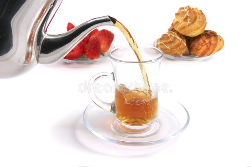 Tea fill tea cup stock photo. Image of served, glass, brownie - 7937204