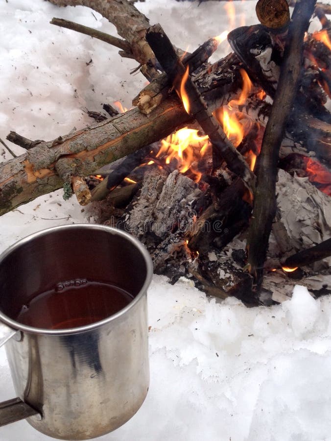 Tea and fire stock photo. Image of cold, horizontal, beauty - 84138782