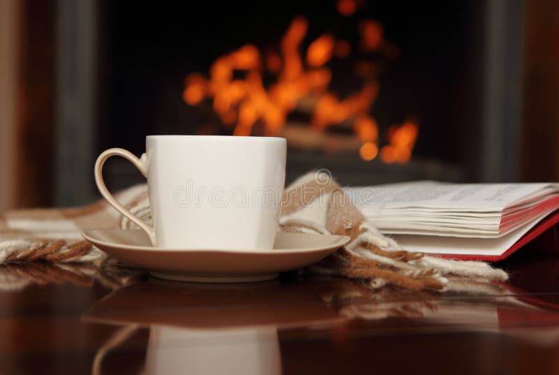 Tea by the fireplace stock image. Image of living, comfort - 14660067