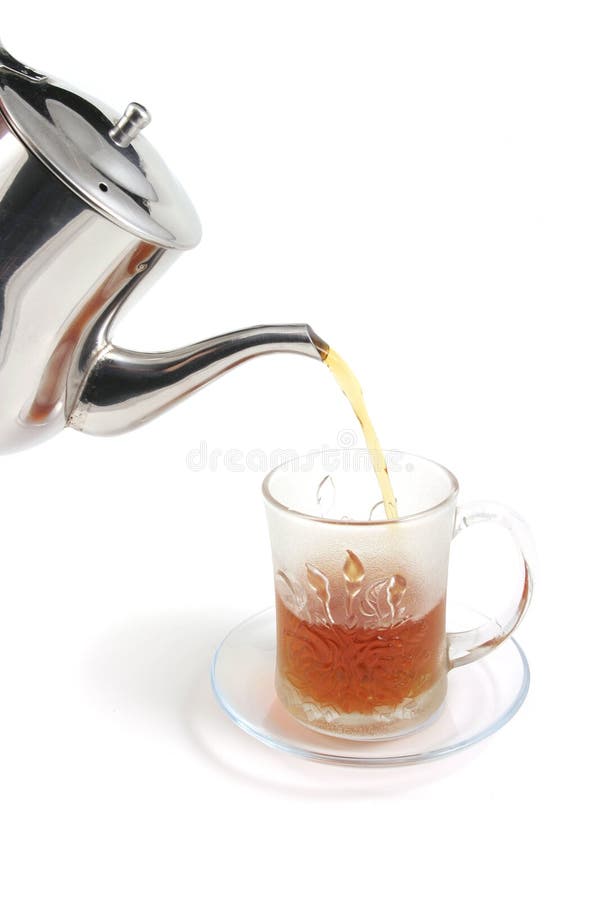 Tea flow to teacup stock image. Image of isolated, still - 4267785