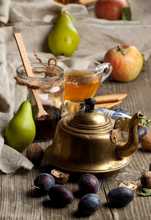 Tea and fruits stock photo. Image of digest, juice, apple - 21231178