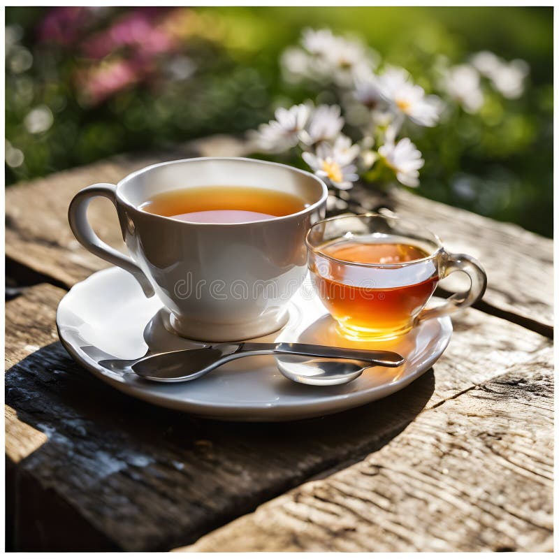 Tea in the Garden: a Warm Morning Glow Stock Photo - Image of ...