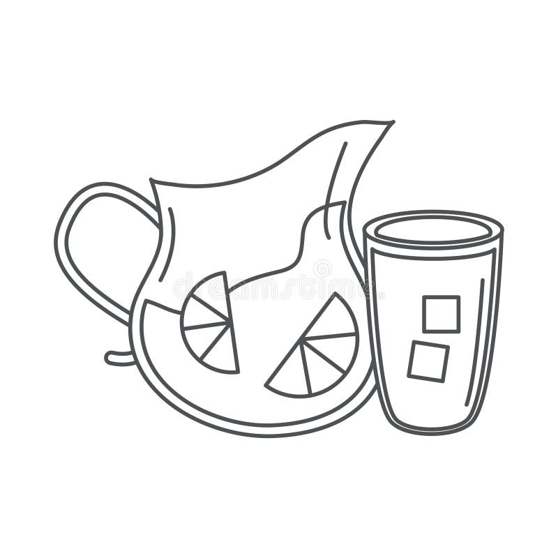 Tea, Glass Pitcher Cup with Sliced Lime Line Icon Style Stock Vector ...