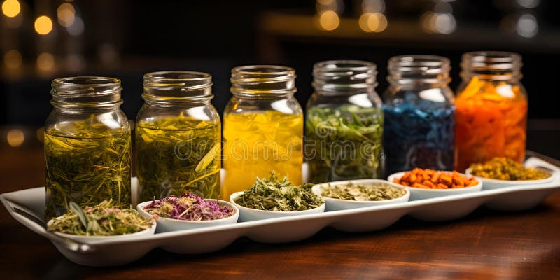 Tea and Herbal Infusion Selection Arranged for Brunch Delight. Concept ...