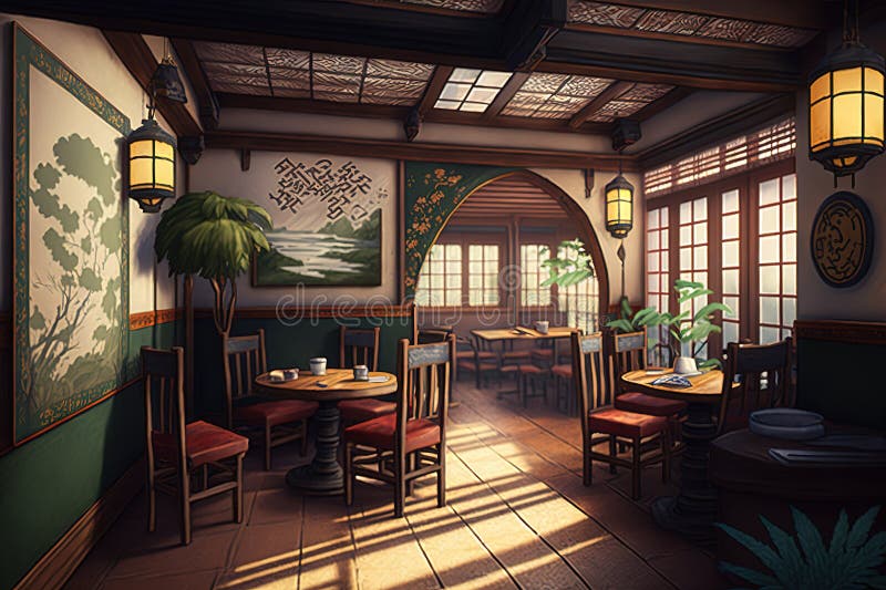 Tea House Cafe Interior, AI Generated Stock Illustration - Illustration ...