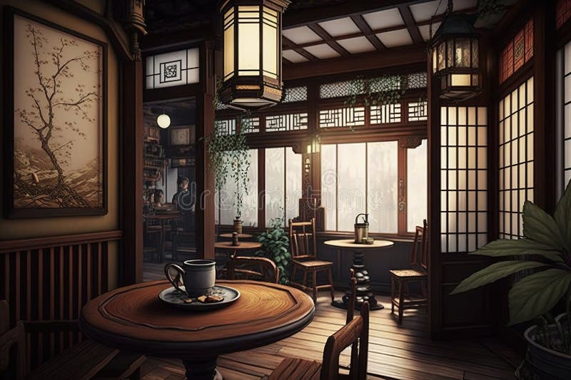 Indoor Chinese Tea House Stock Illustrations – 142 Indoor Chinese Tea ...