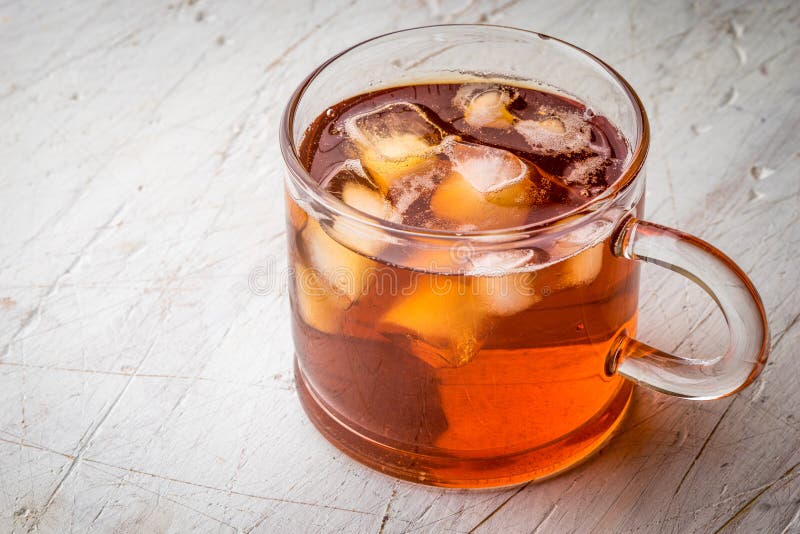 Tea with Ice on the White Scratched Table Stock Image - Image of fresh ...