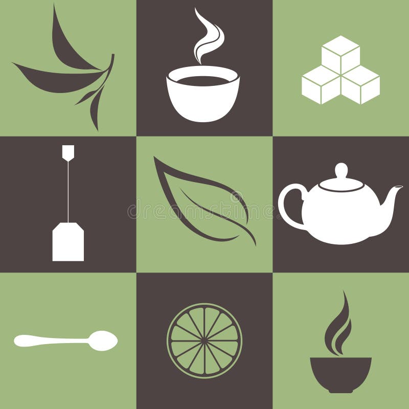 Tea. Icon set stock vector. Illustration of vintage, teabag - 47738591