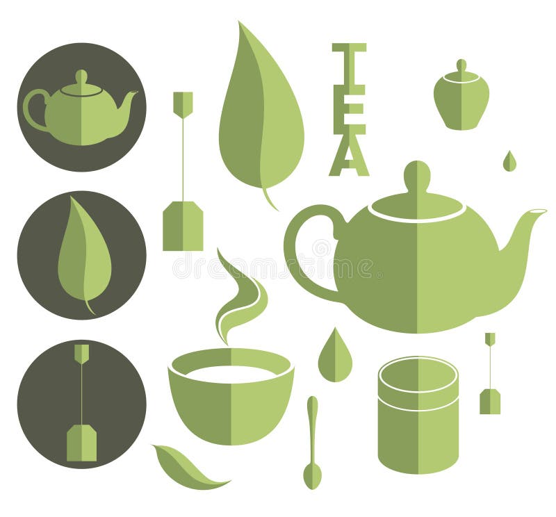 Tea. Icon set stock vector. Illustration of vintage, teabag - 47738591