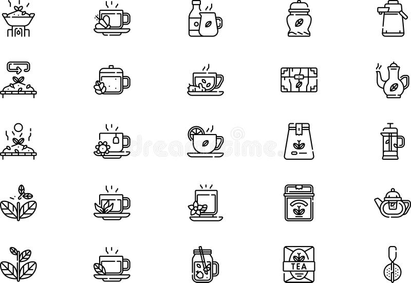 Tea Icons Collection is a Vector Illustration with Editable Stroke ...