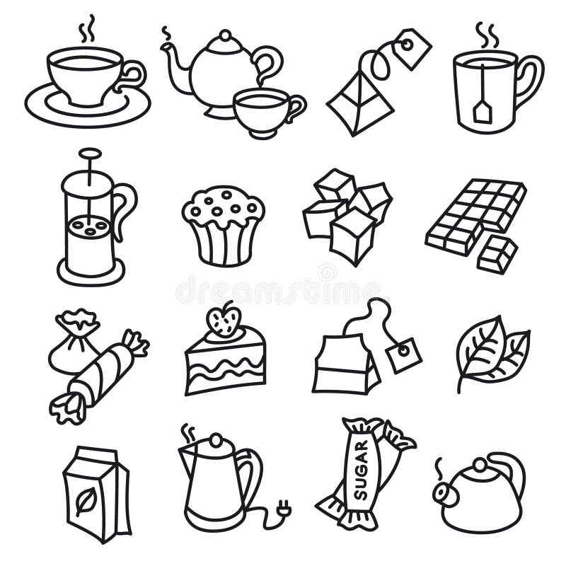 Tea icons set stock vector. Illustration of healthy - 139196130