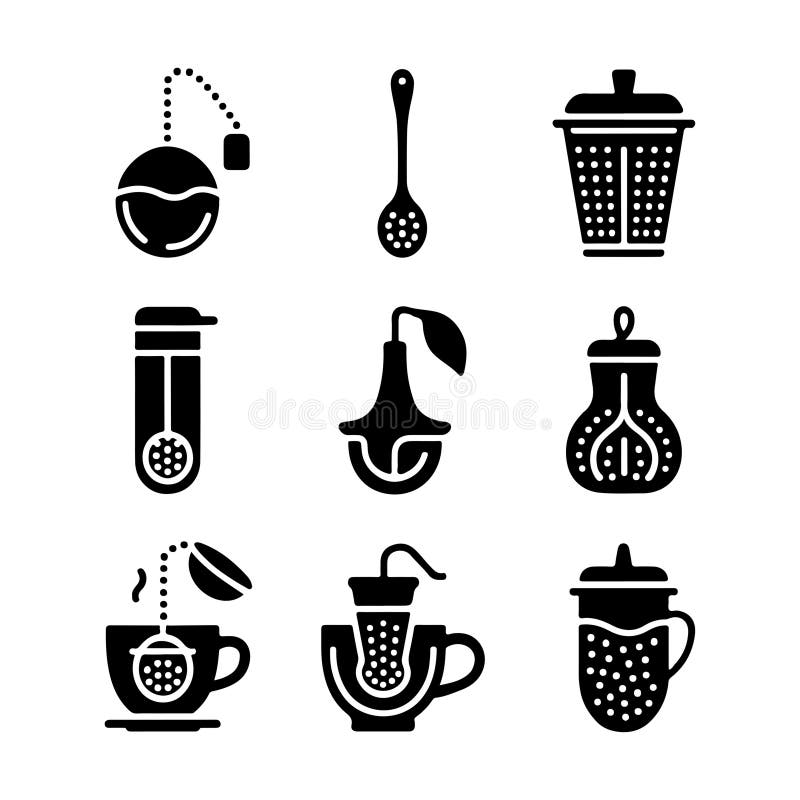 Food Thermometer Glyph Icons for Cooking and Safety Stock Vector ...