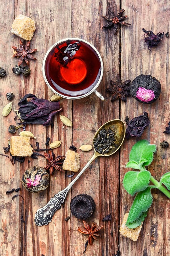 Tea and ingredients stock photo. Image of antioxidant - 84977130